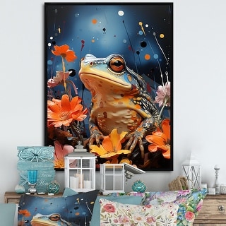 Designart "Expressionist Frog Movement I" Frogs & Toads Framed Wall Art ...
